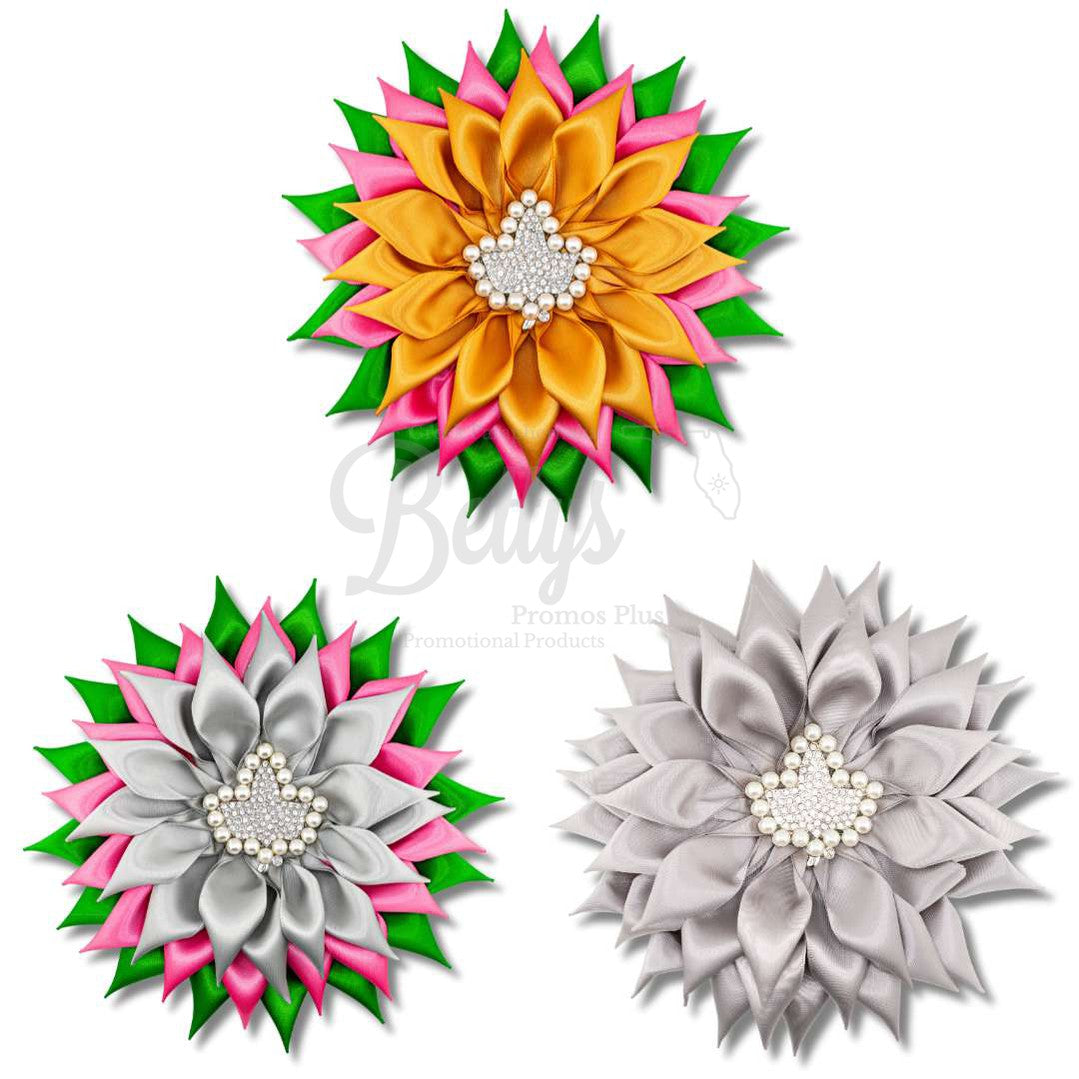 Alpha Kappa Alpha AKA Silk Flower Brooch with Rhinestone AKA Ivy for G ...