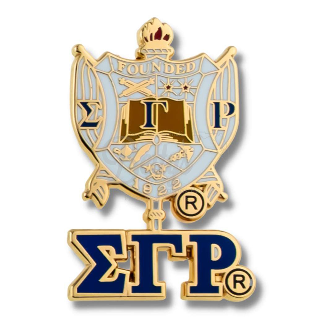 Sigma Gamma Rho ΣΓΡ 3D Color Shield with Letters Greek Sorority Lapel