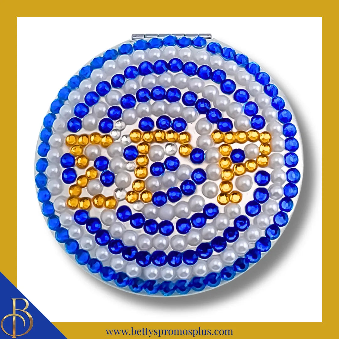 Sigma Gamma Rho ΣΓΡ Pearl & Rhinestone Bling Compact Mirror