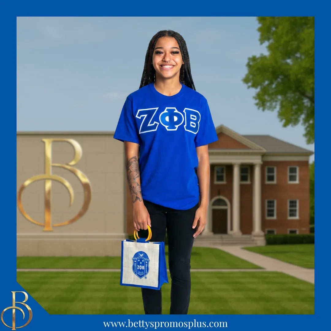 Zeta Phi Beta ΖΦΒ Shield Sorority Mini Jute Bag