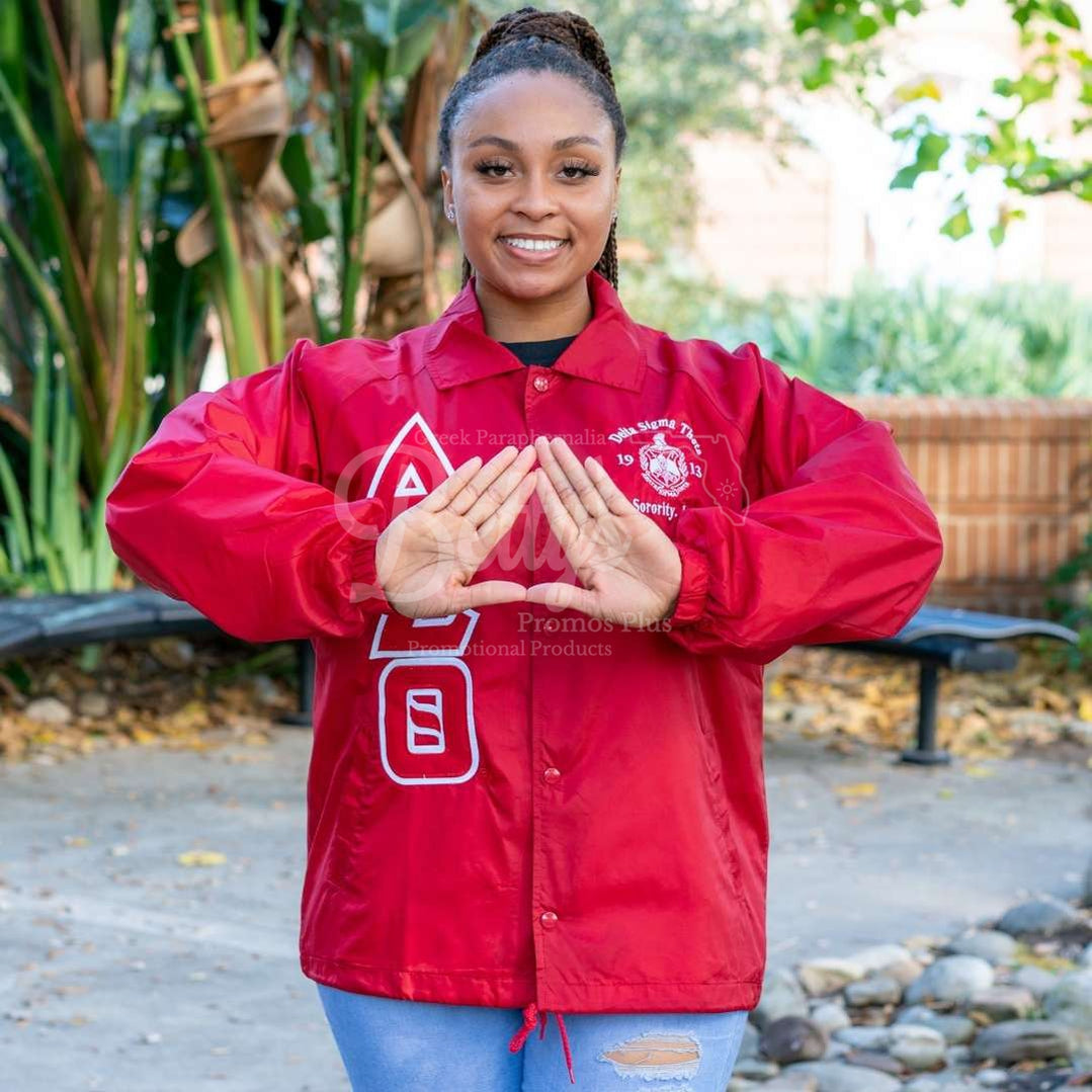 Delta Sigma Theta ΔΣΘ Double-Stitched Embroidered Windbreaker Line Jac